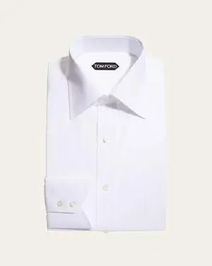TOM FORD Men's Solid Cotton Dress Shirt White Solid