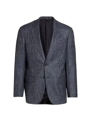 Emporio Armani Virgin Wool-blend Blazer Blue