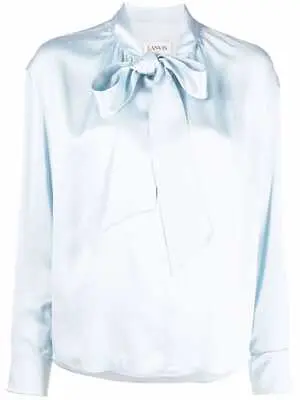 LANVIN Ribbon-fastened Silk Blouse - Blue