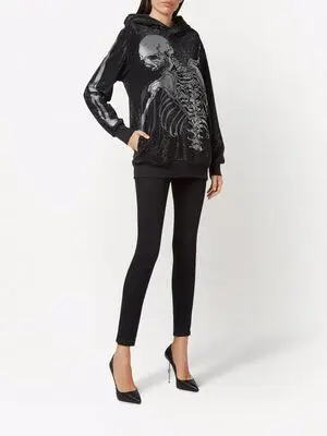 Philipp Plein Rhinestone Embellished Skeleton Hoodie