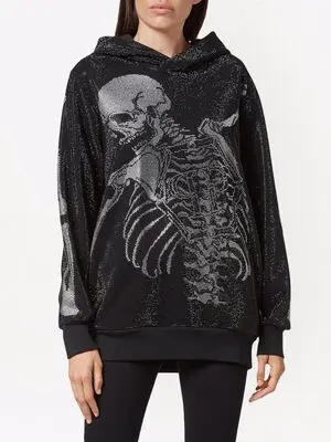 Philipp Plein Rhinestone Embellished Skeleton Hoodie