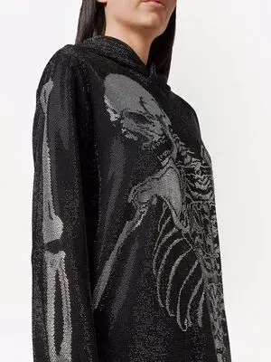 Philipp Plein Rhinestone Embellished Skeleton Hoodie