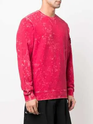 Stone Island Off-Dye Ovd Treatment Garment-Dyed Sweatshirt In Red