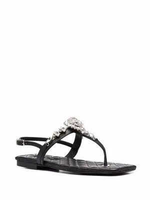 Philipp Plein Crystal-skull Leather Sandals - Black