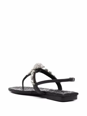 Philipp Plein Crystal-skull Leather Sandals - Black