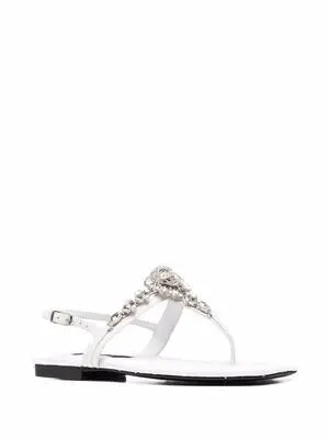 Philipp Plein Crystal-skull Flat Sandals - White