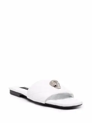 Philipp Plein Crystal-skull Flat Sandals - White