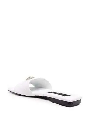 Philipp Plein Crystal-skull Flat Sandals - White