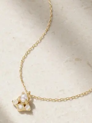 Mateo The Little Things 14-karat Diamond And Pearl Necklace - Gold