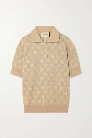 Gucci Metallic Jacquard-knit Cotton-blend Polo Shirt