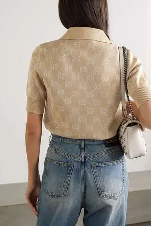 Gucci Metallic Jacquard-knit Cotton-blend Polo Shirt
