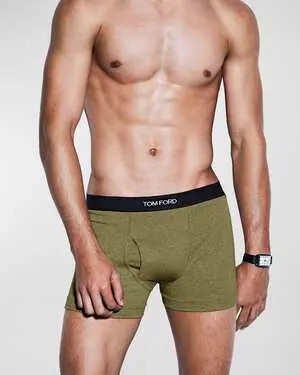 TOM FORD Logo-trim Boxer Briefs Dark Sage