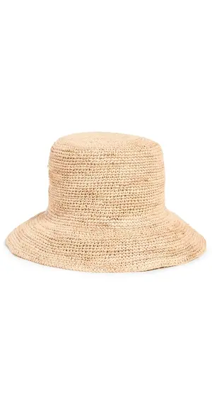 Hat Attack Crochet Straw Bucket Hat - Natural