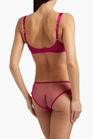 Agent Provocateur Piper Lacetrimmed Bowembellished Tulle Underwired Bra - Fuchsia