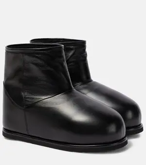 Amina Muaddi Amina Muaddi Heidi Leather Ankle Boots Black