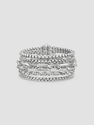 David Yurman Multi Row Chain Bracelet In Sterling 29mm - Silver