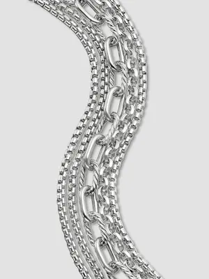David Yurman Multi Row Chain Bracelet In Sterling 29mm - Silver