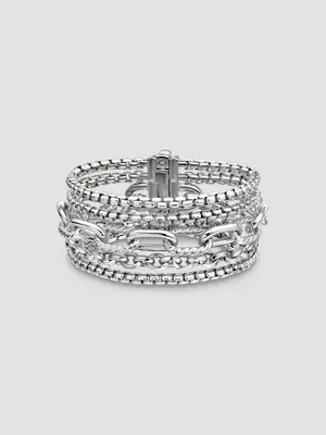 David Yurman Multi Row Chain Bracelet In Sterling 29mm - Silver