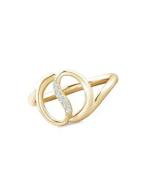 Natori Shangri-la: Yin Yang 14k Gold & Diamond Bypass Ring - Yellow Gold