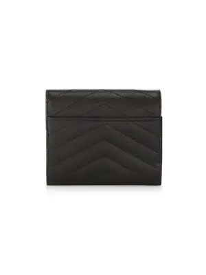 Saint Laurent Logo Matelassé Leather Tri-fold Wallet