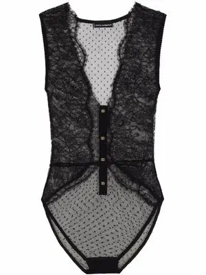 Dolce & Gabbana Plunge-neck Lace Bodysuit