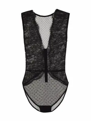 Dolce & Gabbana Plunge-neck Lace Bodysuit