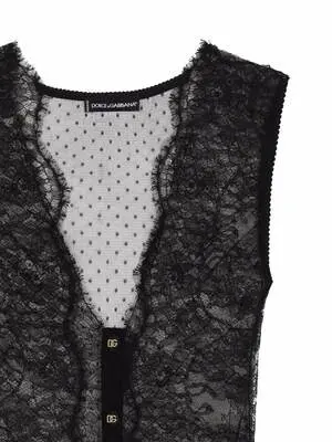 Dolce & Gabbana Plunge-neck Lace Bodysuit