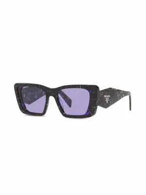 Prada Marble-effect Rectangle Frame Sunglasses - Green