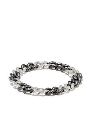 Shay 18kt White Gold Diamond And Ceramic Link Bracelet - Silver