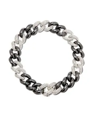 Shay 18kt White Gold Diamond And Ceramic Link Bracelet - White Gold Black Ceramic