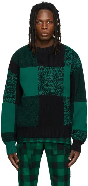 Sacai Sacai Red & Black Buffalo Check Sweatshirt - 551 Green