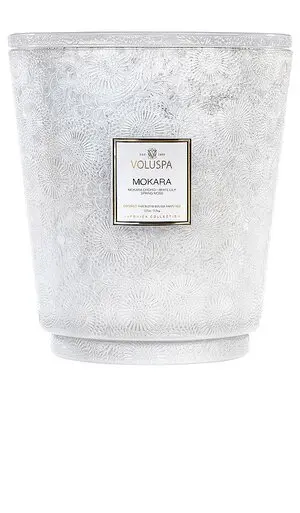 Voluspa Mokara 5 Wick Hearth Candle In White - Floral