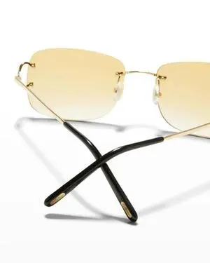 Cartier Rimless Rectangle Sunglasses - Gold