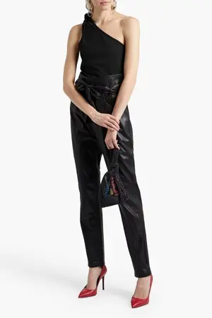 THE RANGE One-shoulder Knotted Cotton-jersey Top