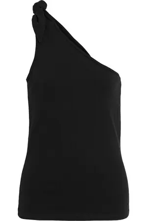 THE RANGE One-shoulder Knotted Cotton-jersey Top