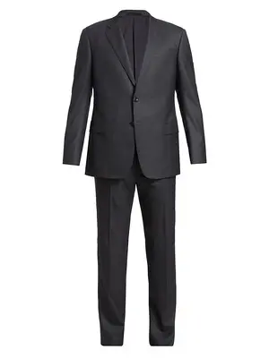 Giorgio Armani Wool & Silk Two-piece Suit - Solid Dark