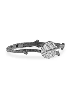 Michael Aram Botanical Leaf Sterling & Diamond Bangle