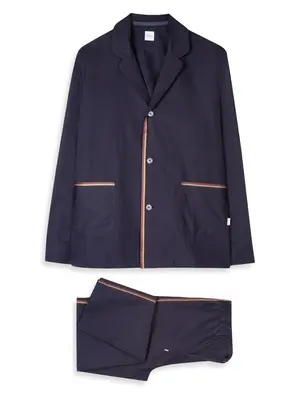 Paul Smith 2-piece Striped Trim Pajama Set - Blues