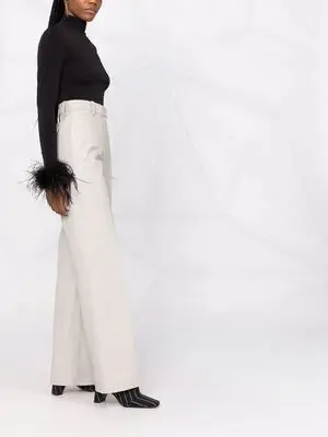ATU BODY COUTURE Feather-cuff High-neck Top - Black