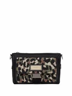 Dolce & Gabbana Leopard Jacquard Crossbody Bag - Black