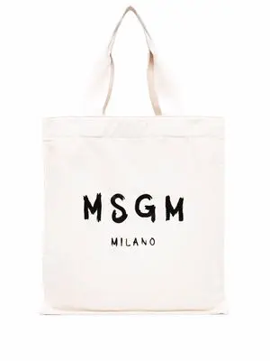 MSGM Logo-print Shopper Tote - Neutrals