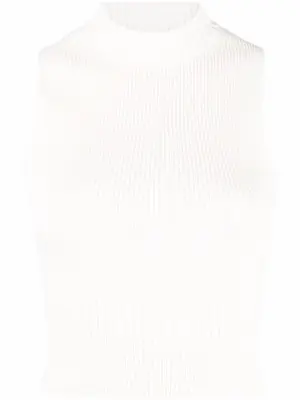Sandro Ribbed Knit Cotton Top - White
