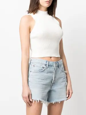 Sandro Ribbed Knit Cotton Top