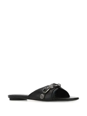 Balenciaga Cagole Flat Sandals - Black