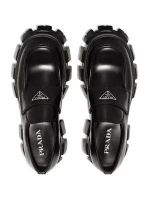 Prada Monolith Leather Loafers - Black