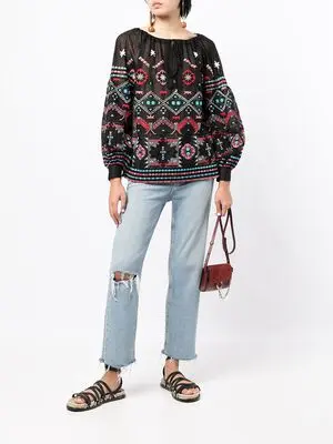 Ermanno Scervino Embroidered Long-sleeve Blouse
