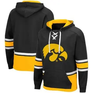 COLOSSEUM Iowa Hawkeyes Lace Up 3.0 Pullover Hoodie - Black