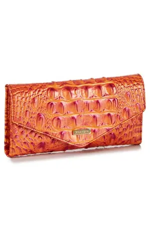Brahmin Brahmin Veronica Melbourne Croc Embossed Leather Wallet Dusty Orange Melbourne