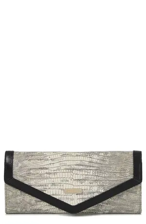 Brahmin Brahmin Veronica Melbourne Croc Embossed Leather Wallet Fairest Grey/ Black