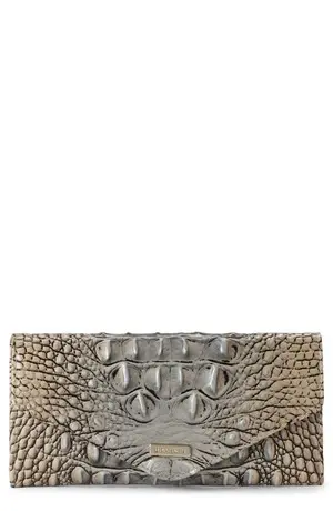 Brahmin BRAHMIN Veronica Melbourne Croc Embossed Leather Wallet Fossilized